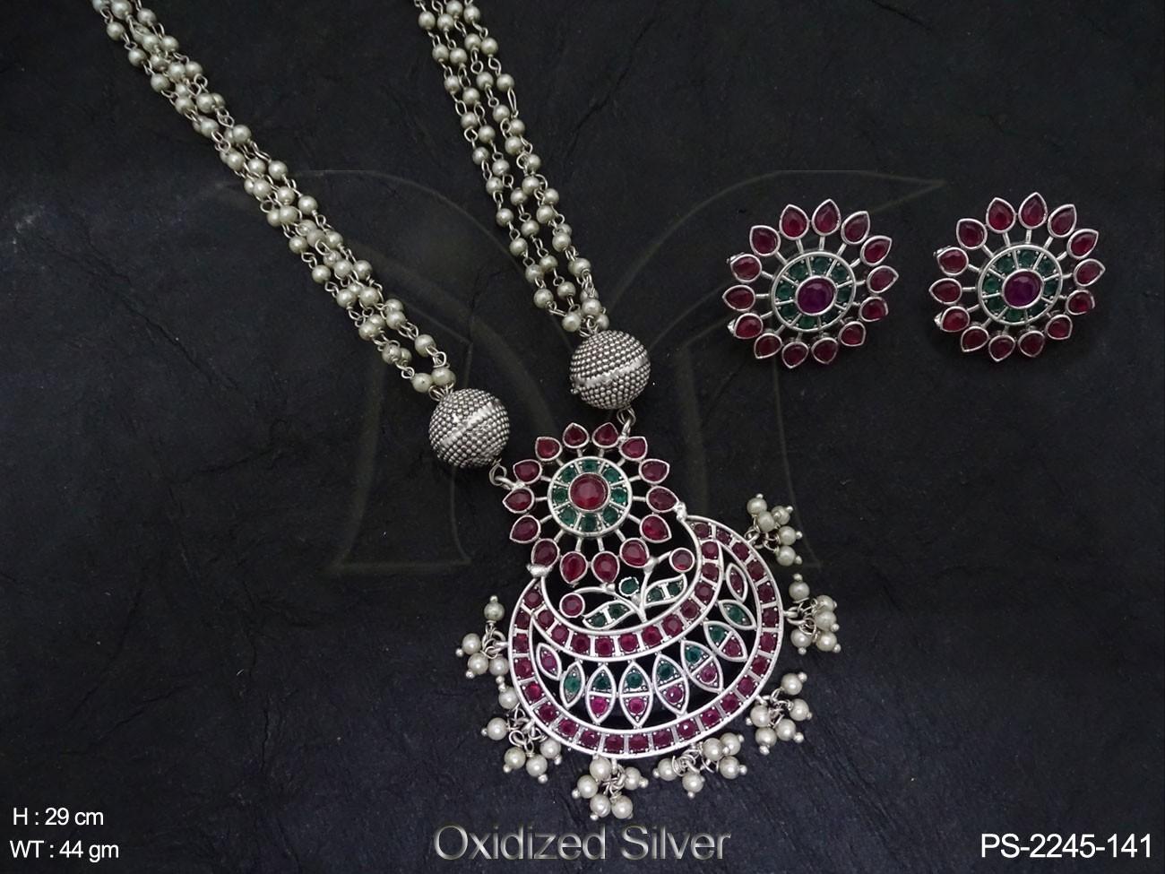 Chand Shape Long Sunflower Pendant Set - PENDANT SETS - Copper and ...