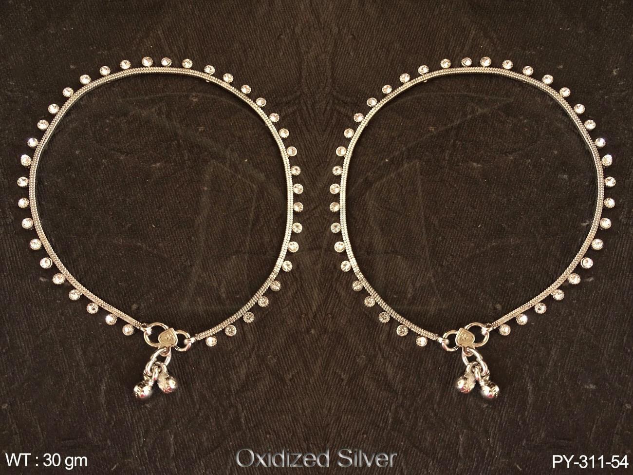 One stone delicate silver antique payal - PAYAL - Copper and Brass ...