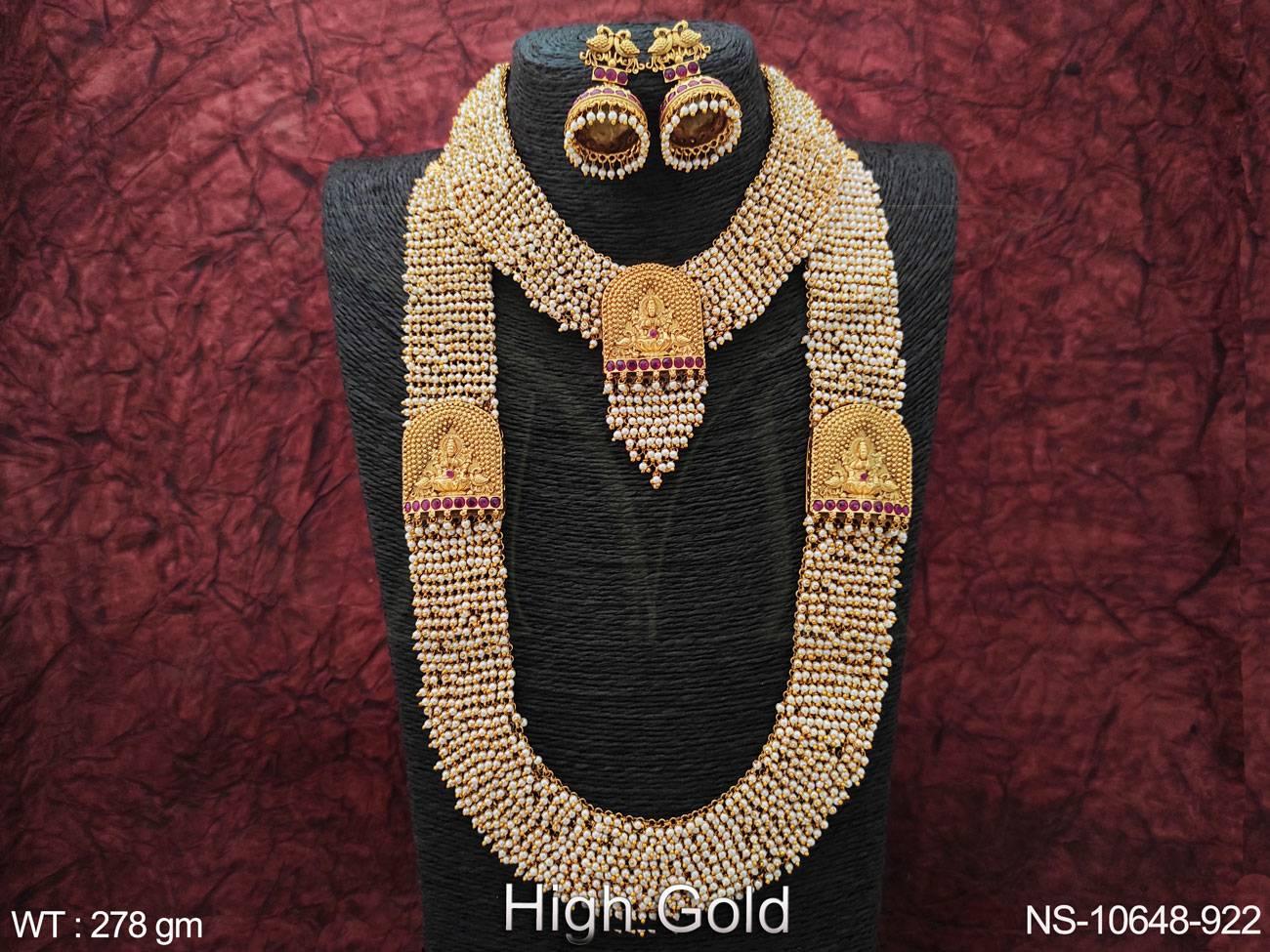 High Gold Polish Fancy Hollow Design Beautiful Long Temple Jewellery ...