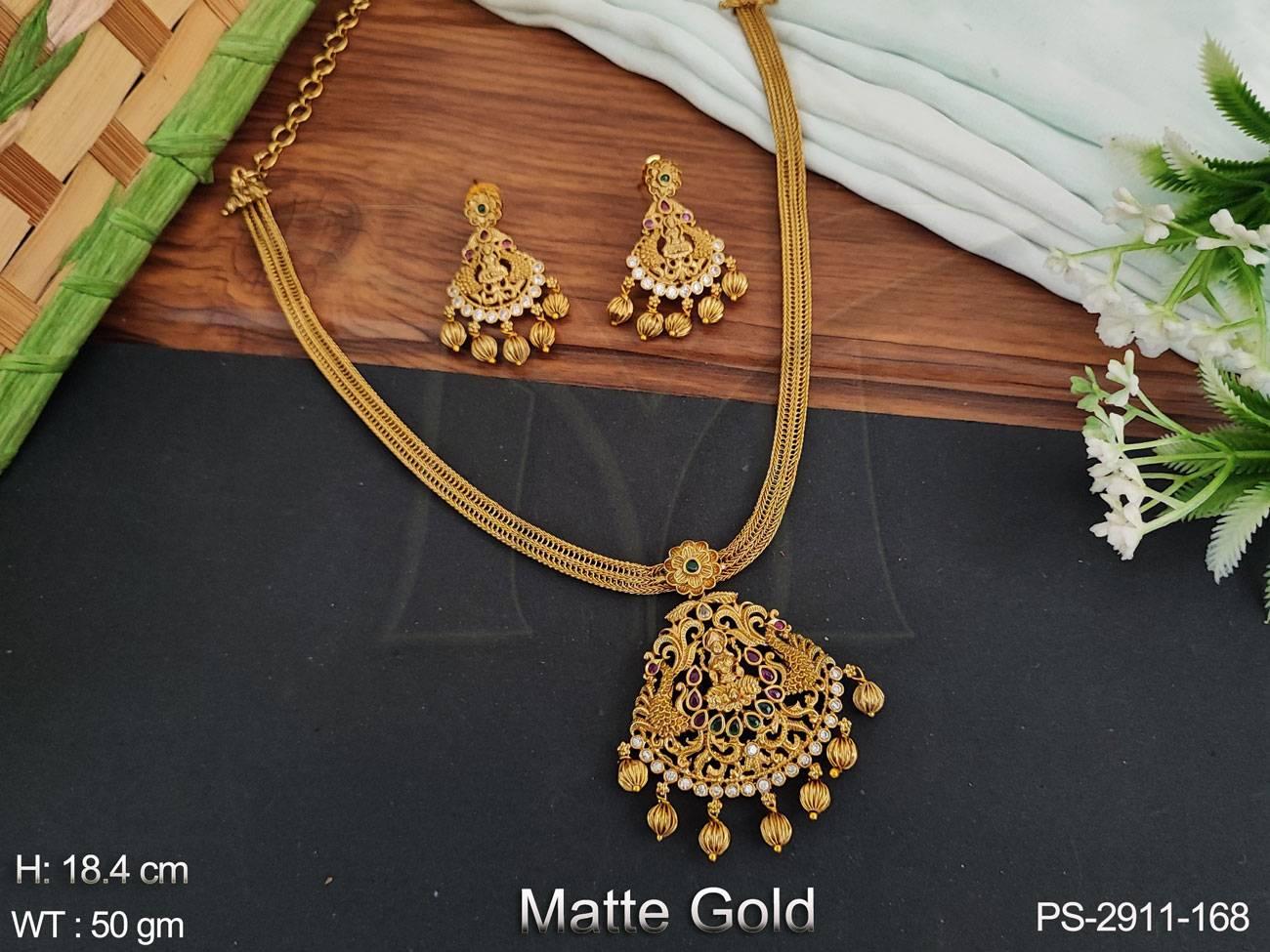 Temple Jewellery Beautiful Matte Gold Polish Fancy Style Pendant Set ...