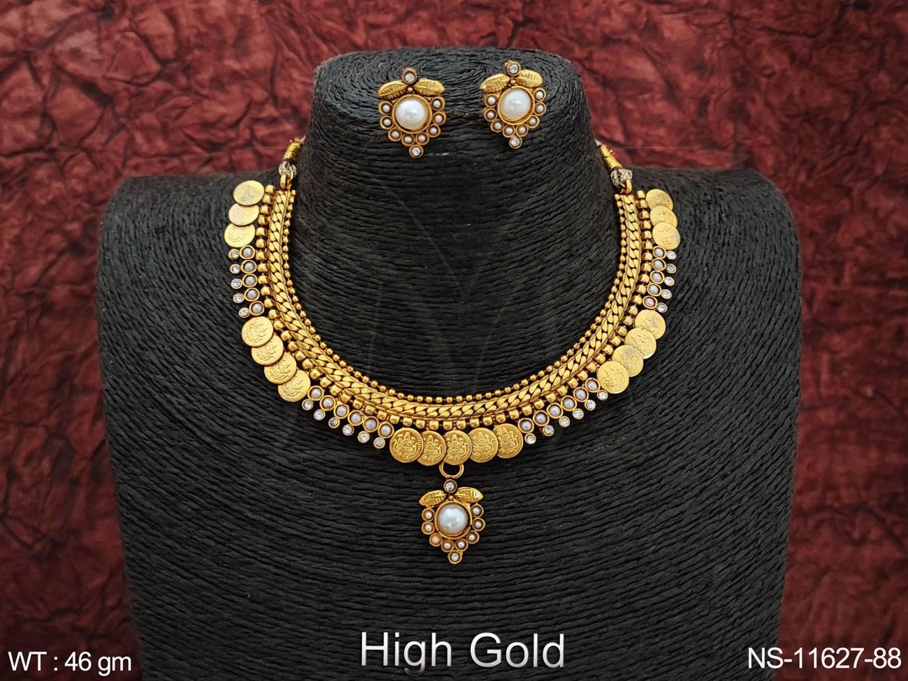 Temple Jewelry High Gold Polish South Fashion Wedding Wear God Laxmi ...