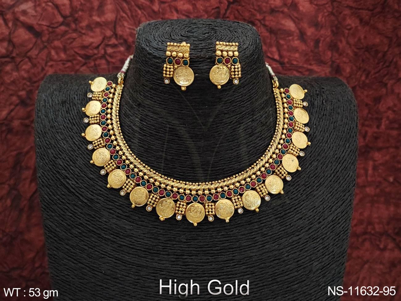 Temple Jewelry High Gold Polish South Design Temple Coin Short Necklace ...