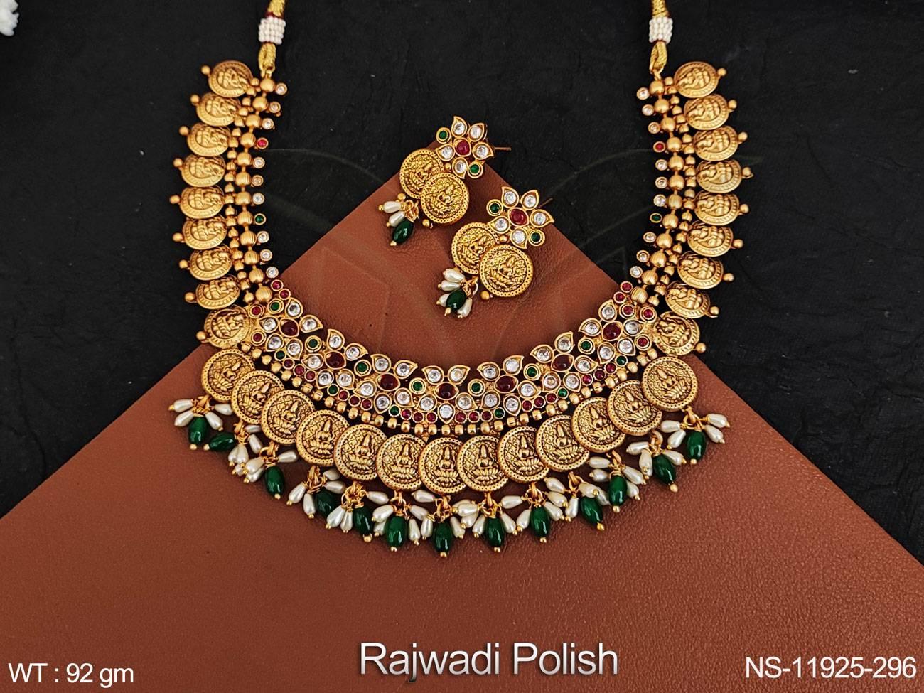 Temple Coin Design Rajwadi Polish God Laxmi Design Choker Style Temple ...