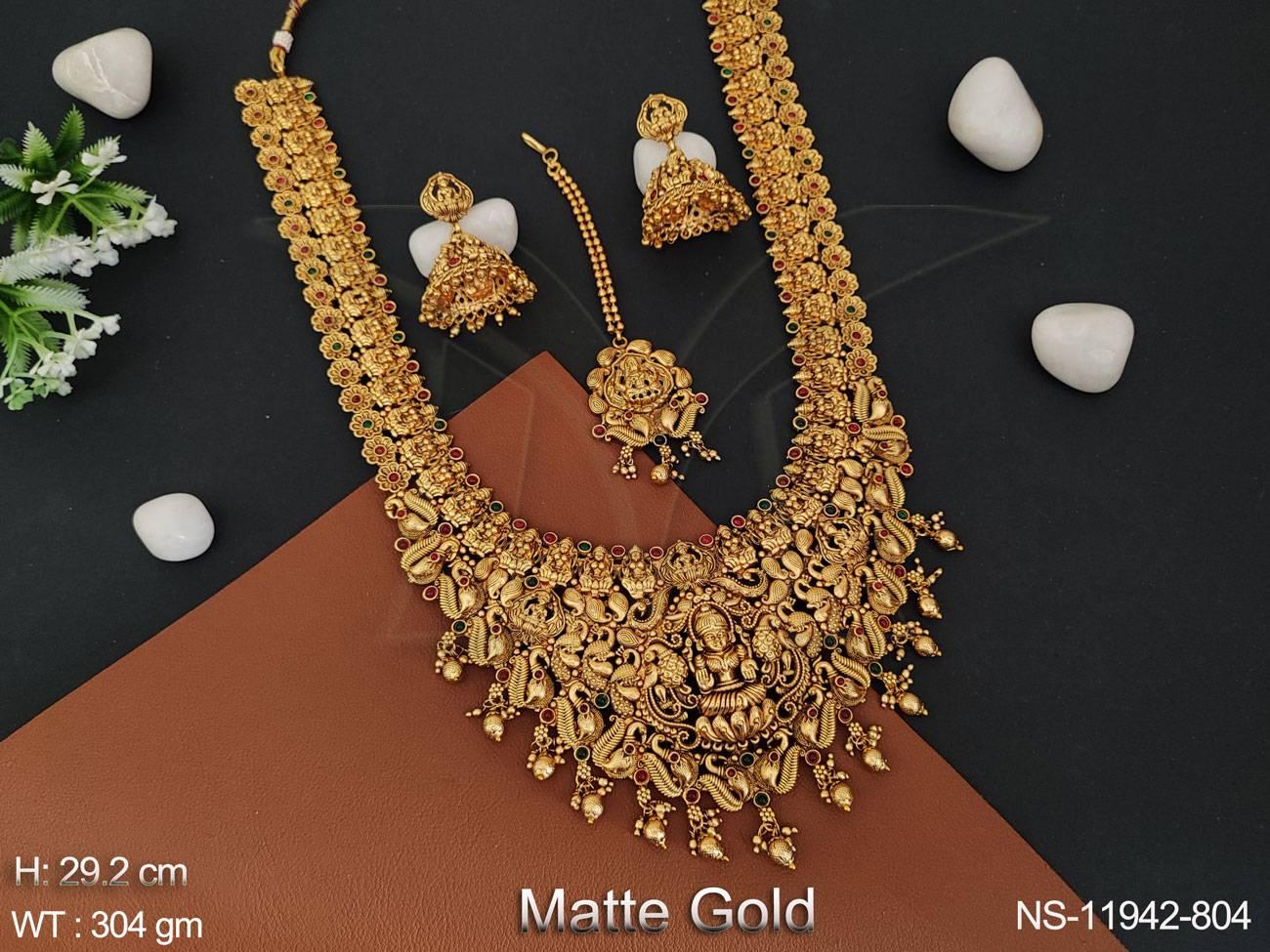 Temple Jewelry Matte Gold Polish South Bridal Wear Beautiful Design ...
