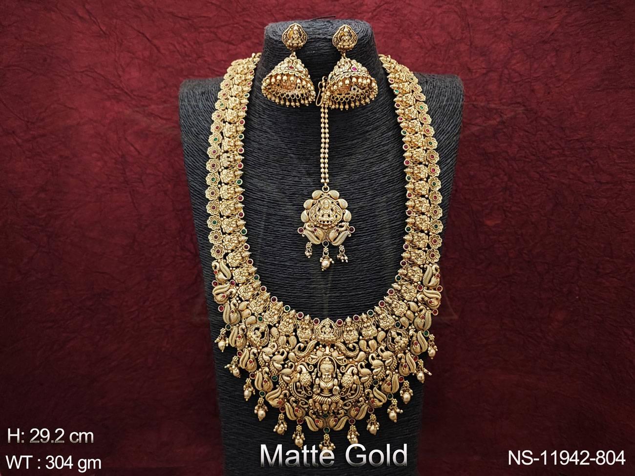 Temple Jewelry Matte Gold Polish South Bridal Wear Beautiful Design ...