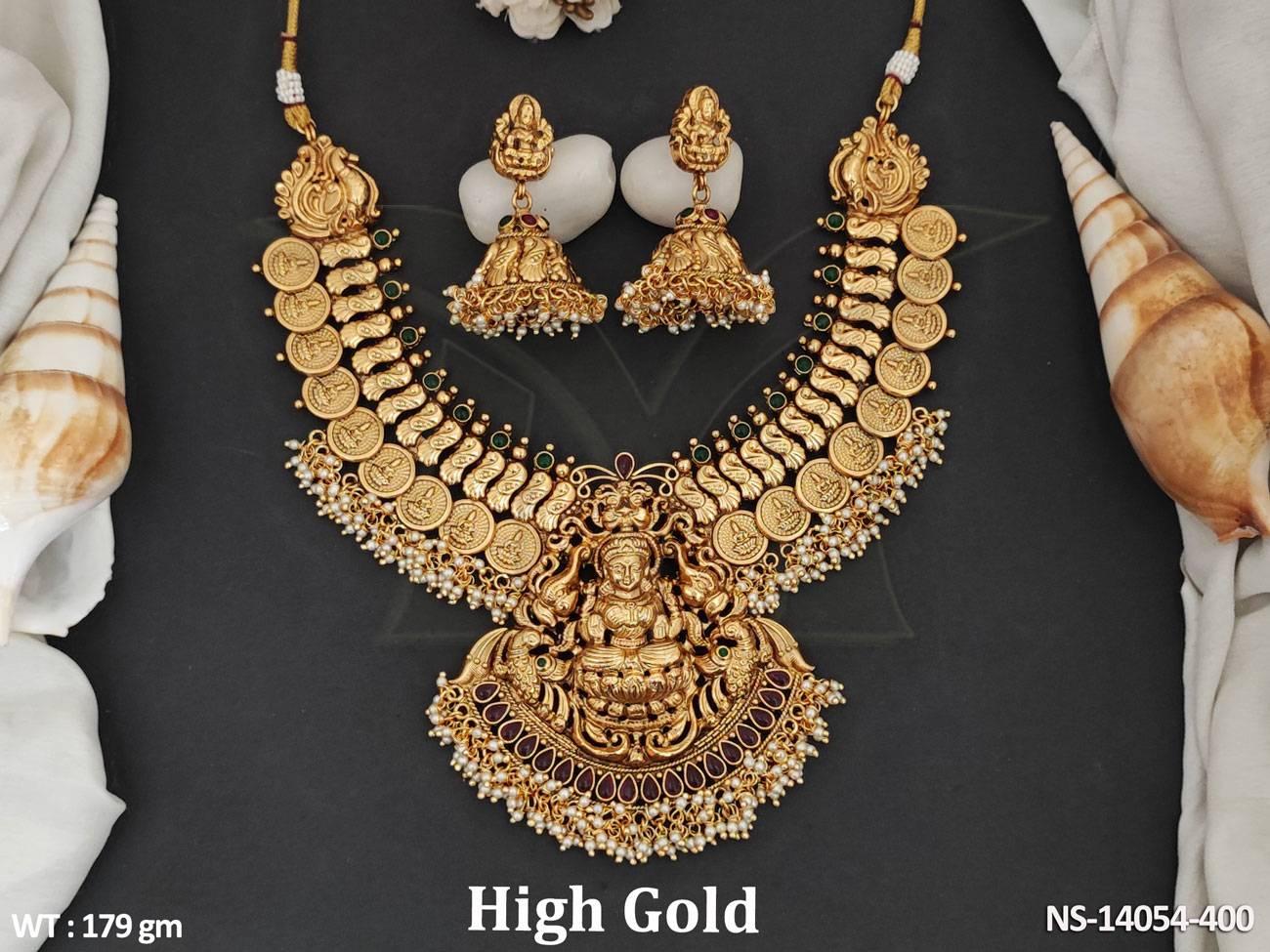 Laxmi Pendant High Gold Polish Beautiful Temple Jewellery Heavy Coin ...