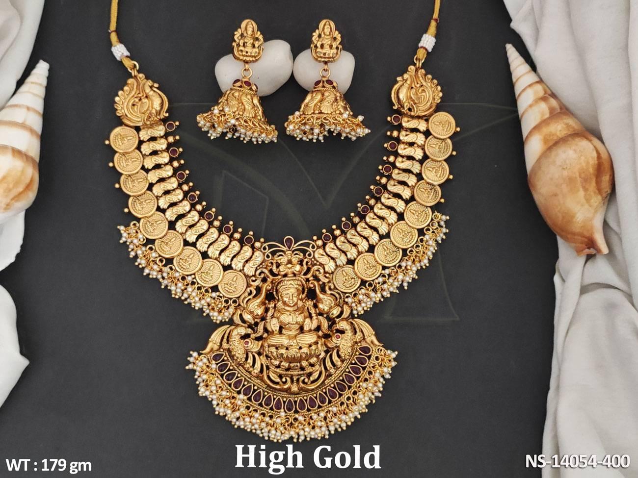 Laxmi Pendant High Gold Polish Beautiful Temple Jewellery Heavy Coin ...