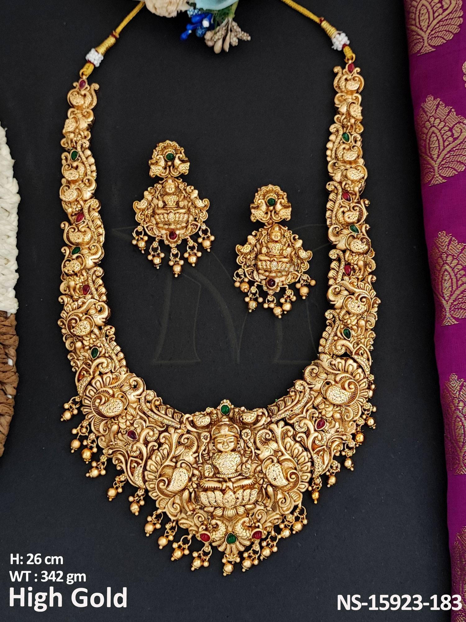 Exquisite Temple Necklace Sets High Gold Polish Divine Temple Jewellery ...