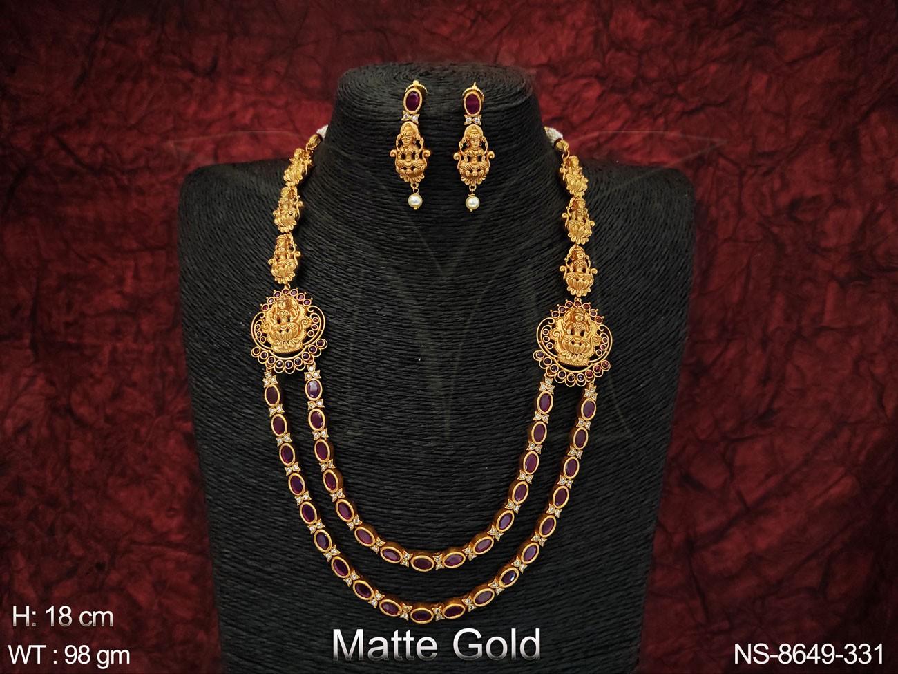 Full Stones Temple Jewelry Laxmi Design Matte gold Polish Fancy Style ...