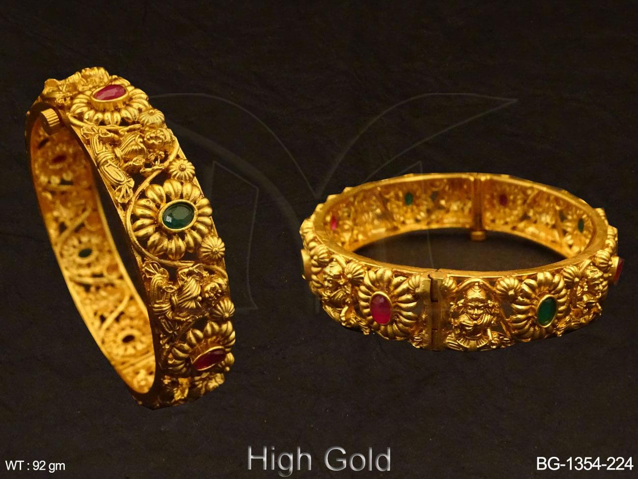 Laxmi Ji Flower Segmented Temple Bangles - BANGLES - Temple Bangles ...