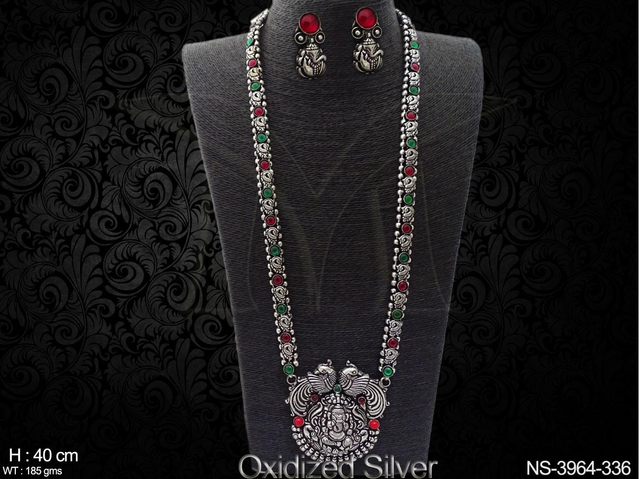 Ganesh Ji Dual Peacock Temple Necklace - NECKLACE SETS - Copper and ...