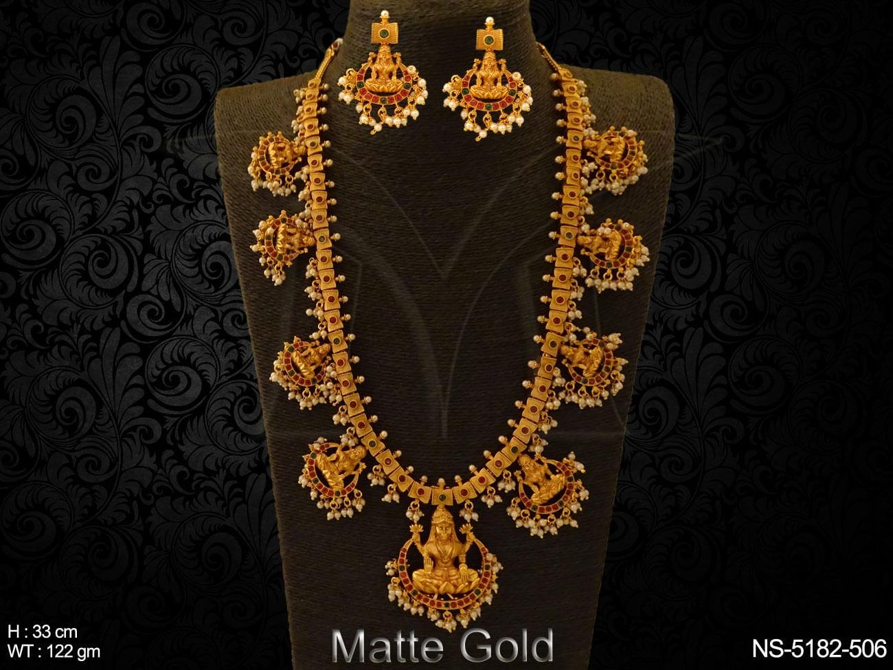 Chand Shape Laxmi Ji Virajit Temple Necklace - NECKLACE SETS - Copper ...