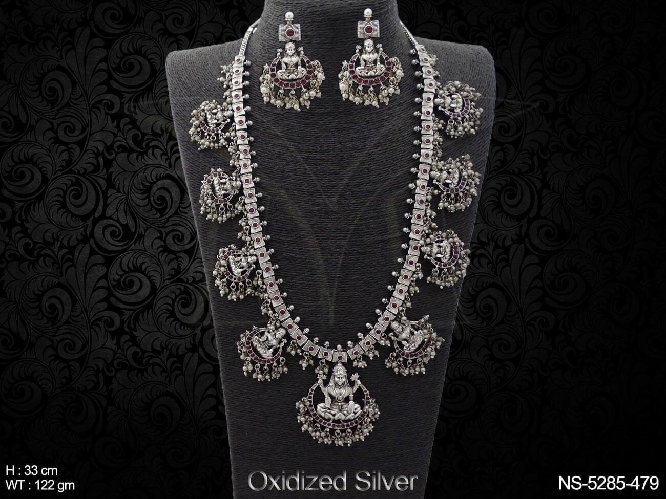 Chand Shape Laxmi Ji Temple Necklaces - NECKLACE SETS - Copper and ...