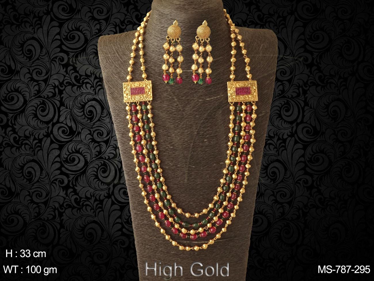 Traditional high gold ruby green mala - Designer Jewellery ...