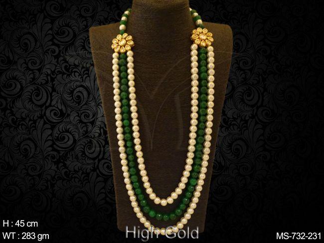 Triple Long Sherwani Mala Set - Designer Jewellery - Sherwani Mala ...